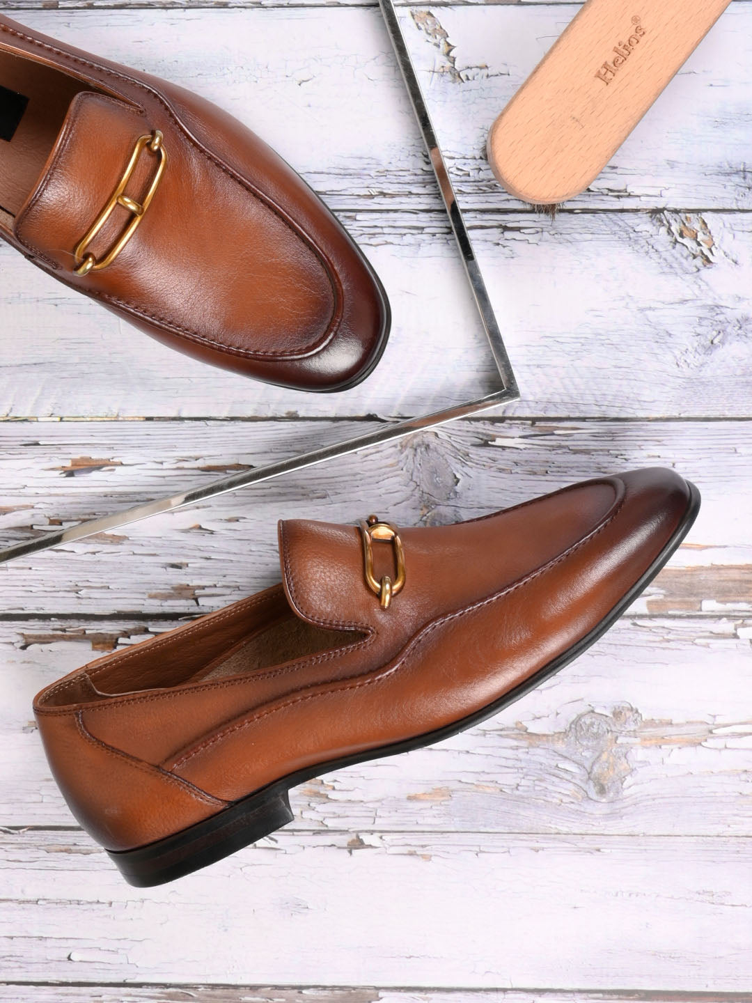 Men Tan Solid Formal Loafers – ShoeTree