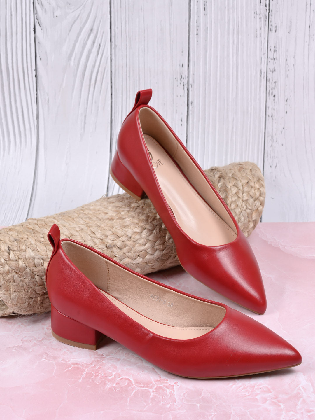 Women Red Solid Ballerinas – ShoeTree