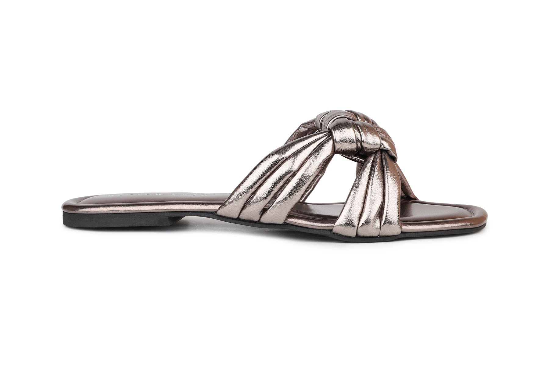 Women Silver Metallic Woven Design Open Toe Flats – ShoeTree