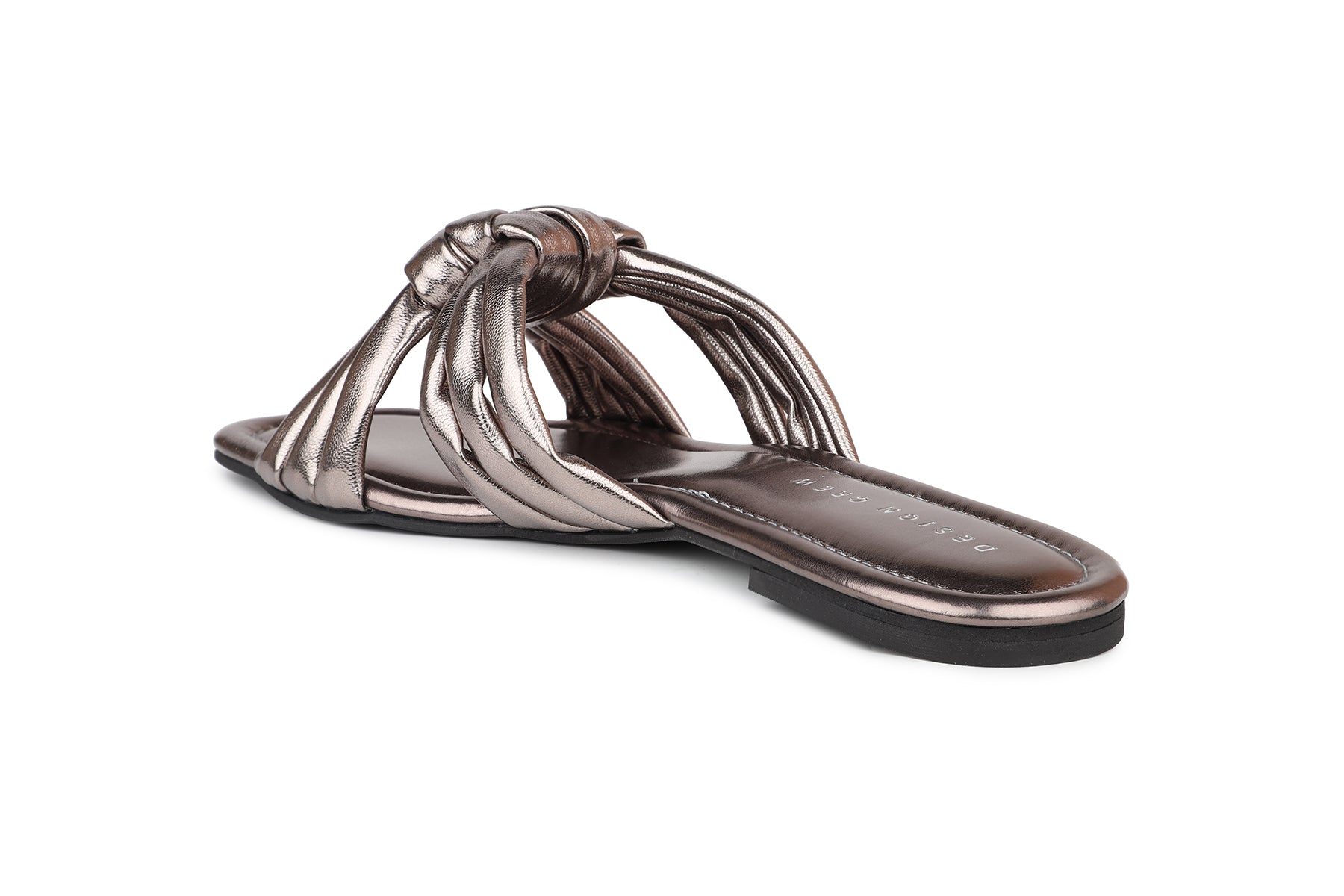 Women Silver Metallic Woven Design Open Toe Flats – ShoeTree