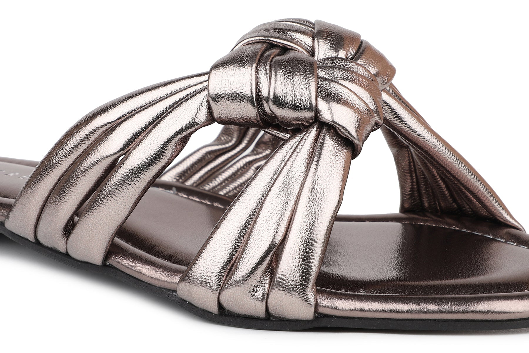 Women Silver Metallic Woven Design Open Toe Flats – ShoeTree