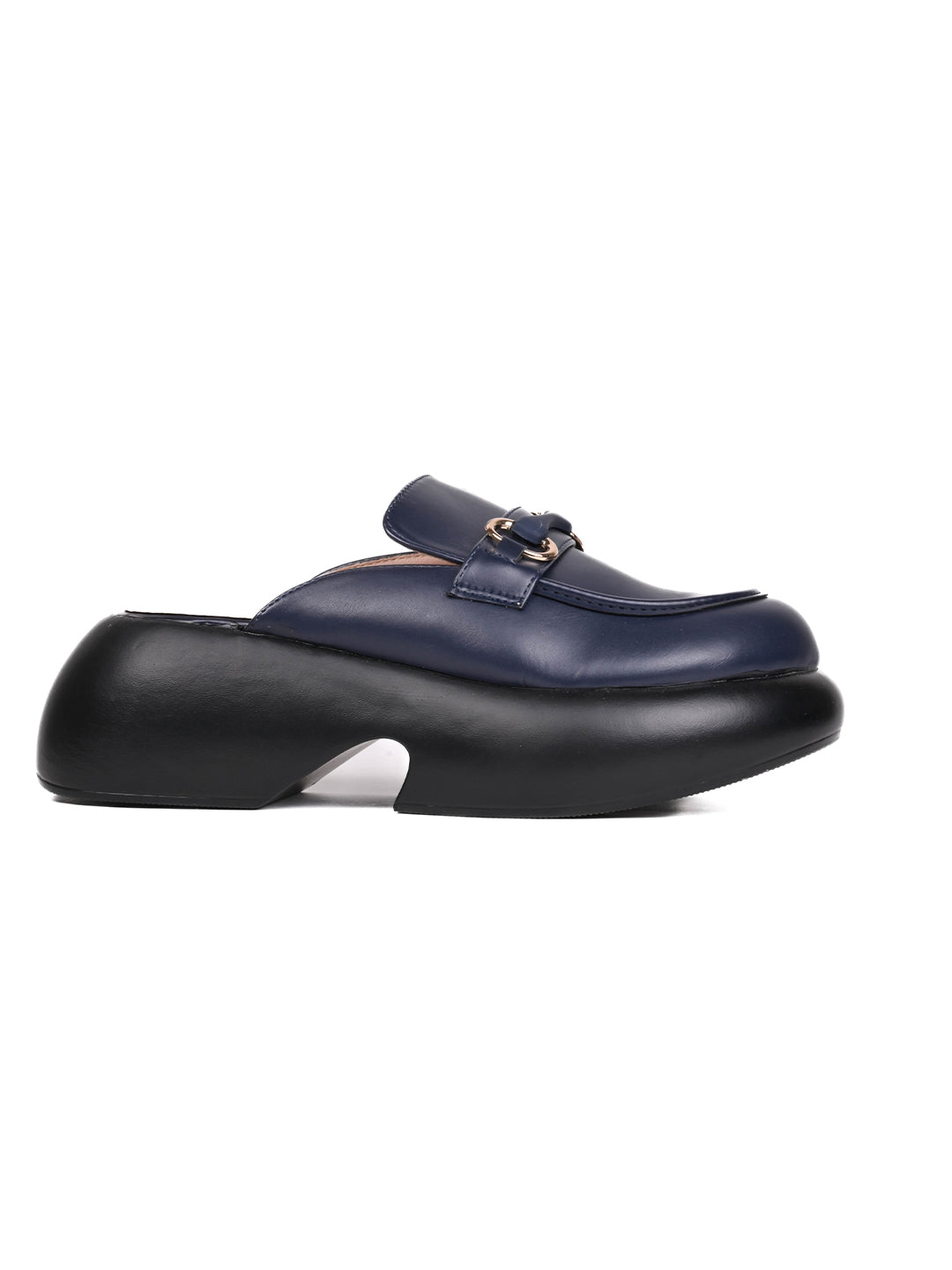 Women Navy Blue Solid Mules – ShoeTree